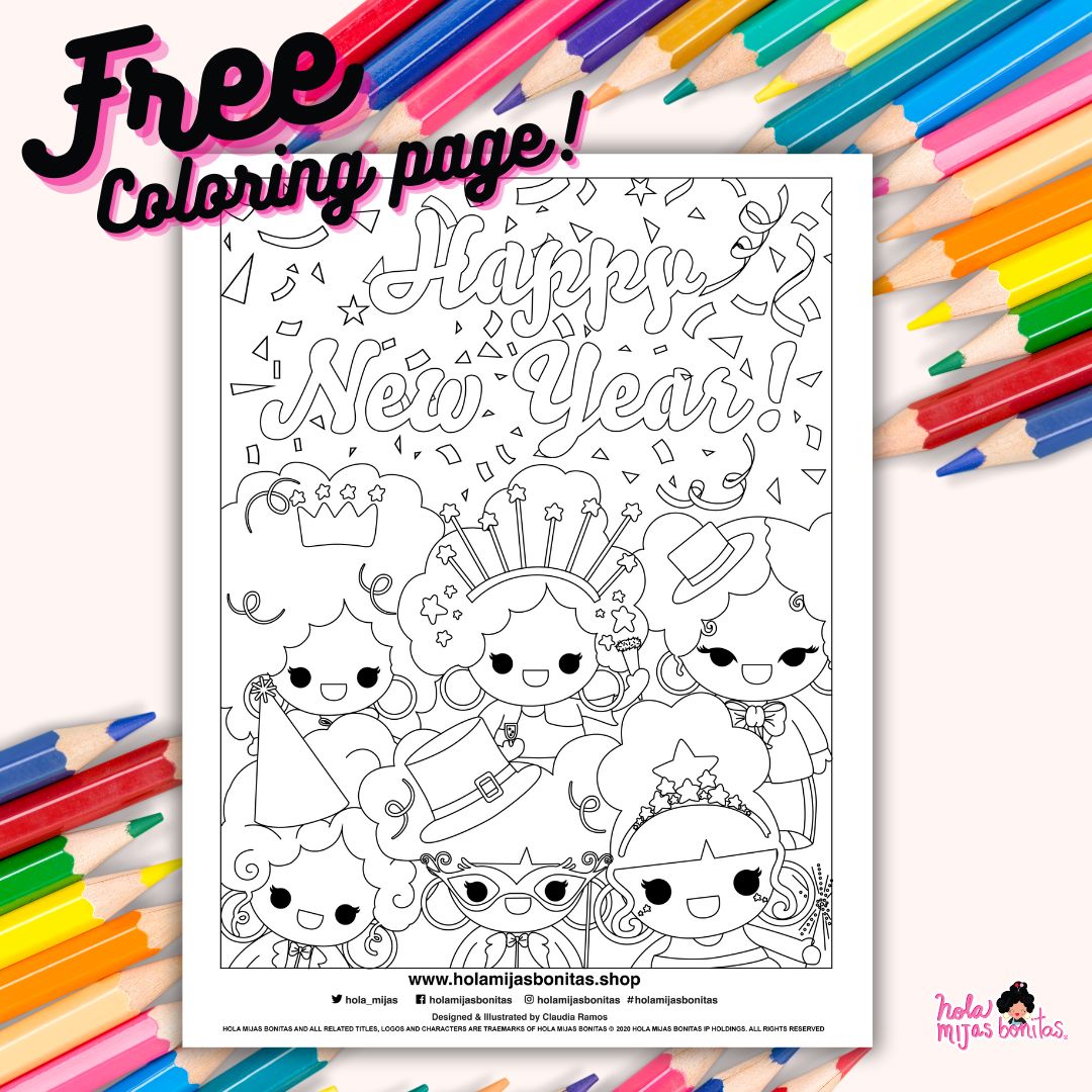 Free New Year Coloring Page! – Hola Mijas Bonitas