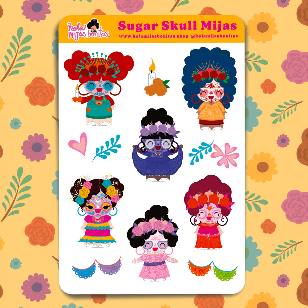 Hola Mijas Bonitas Sugar Skull Big Size Sticker Sheet