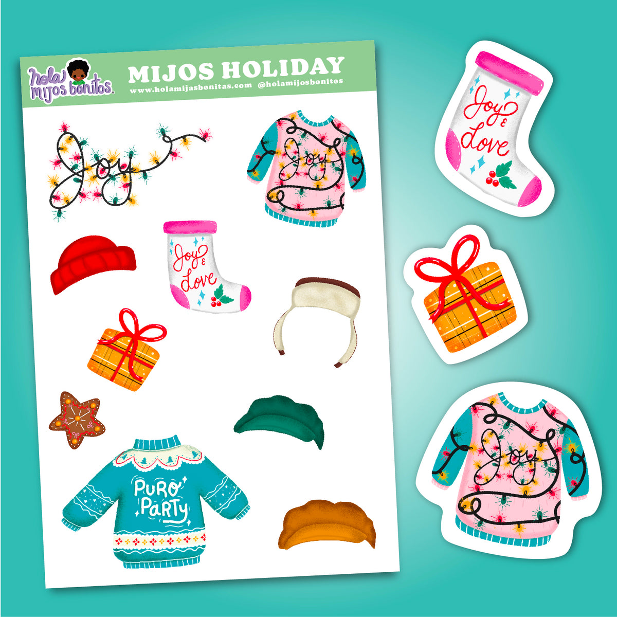 Mijos Holiday Assets (C1) Sticker Sheet – Hola Mijas Bonitas